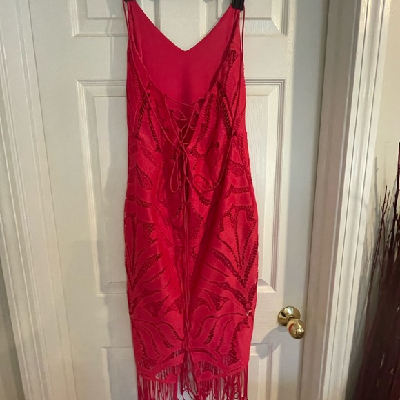 Two Sisters | Dresses | Gorgeous Shocking Pink Midi Dress With Laced ...